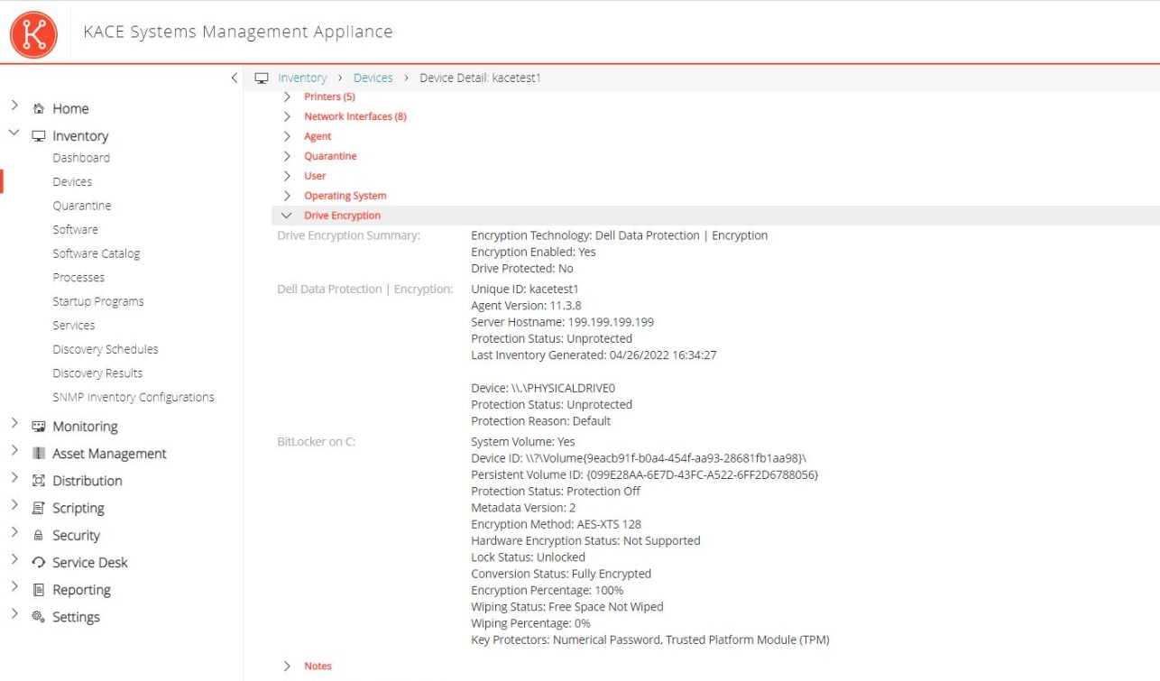 Kace SMA - Devices missing DDPE Inventory Information (4322881)